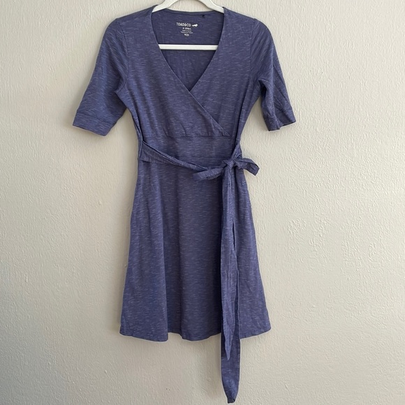 Toad&Co | Dresses | Toad Co Blue Faux Wrap Dress | Poshmark